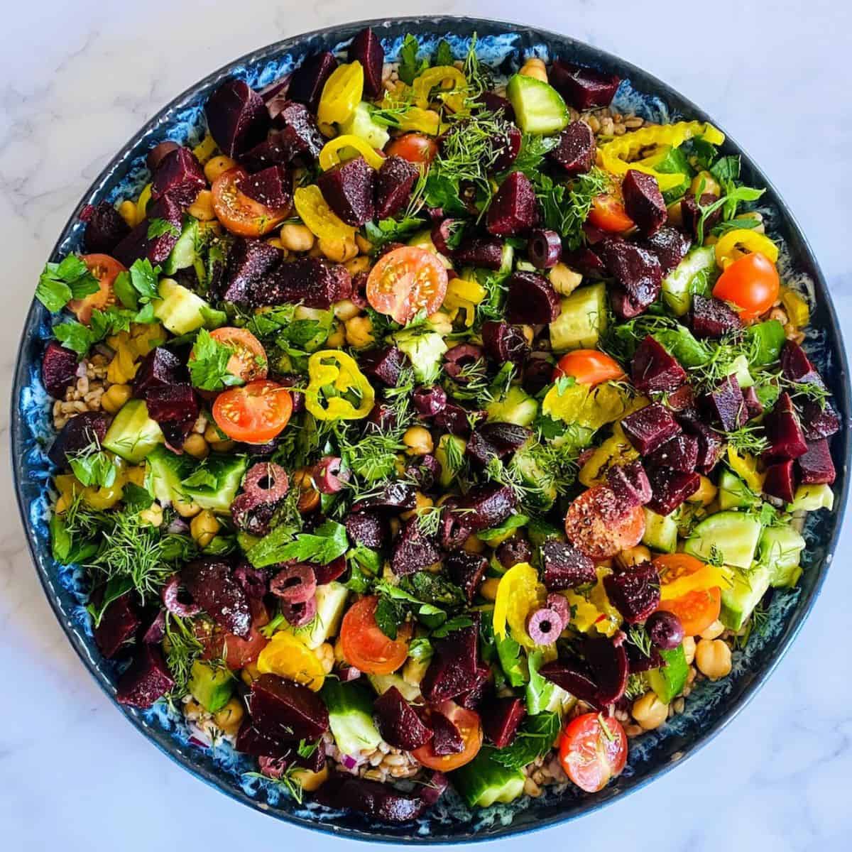 Easy Mediterranean Farro Salad | Kathy's Vegan Kitchen